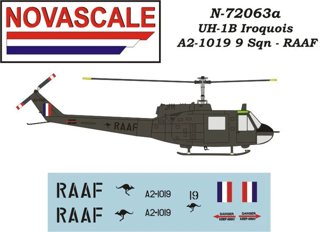 RAAF UH-1B HUEY Mini-Set Decals 1/72 Scale N72063a $12.00 - PicClick AU