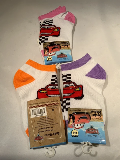 3 PAIR DISNEY Pixar Cars Lightening McQueen Girls Low Cut Socks/Medias ...
