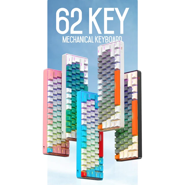 62 KEYS MECHANICAL Keyboard Ergonomic Wired Mechanical Keyboard for ...