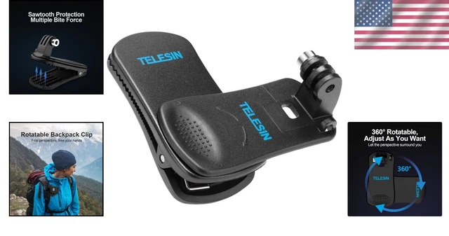 FAST RELEASE 360° Backpack Clip Mount for GoPro Hero & DJI Osmo Cameras ...
