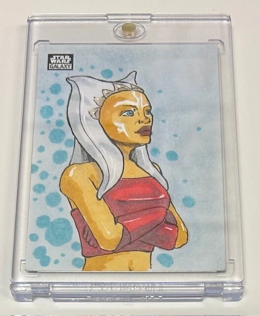 CARTE CROQUIS 1/1 signée Topps Star Wars Galaxy Chrome AHSOKA TANO ...
