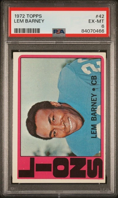 LEM BARNEY DETROIT Lions Hall of Famer 1972 Topps #42 PSA 6 EUR 25,52 ...