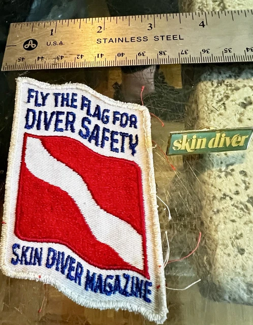 VINTAGE SKIN DIVER Patch And Pin Skin Diver Magazine Scuba Dive Flag £67.07 - PicClick UK
