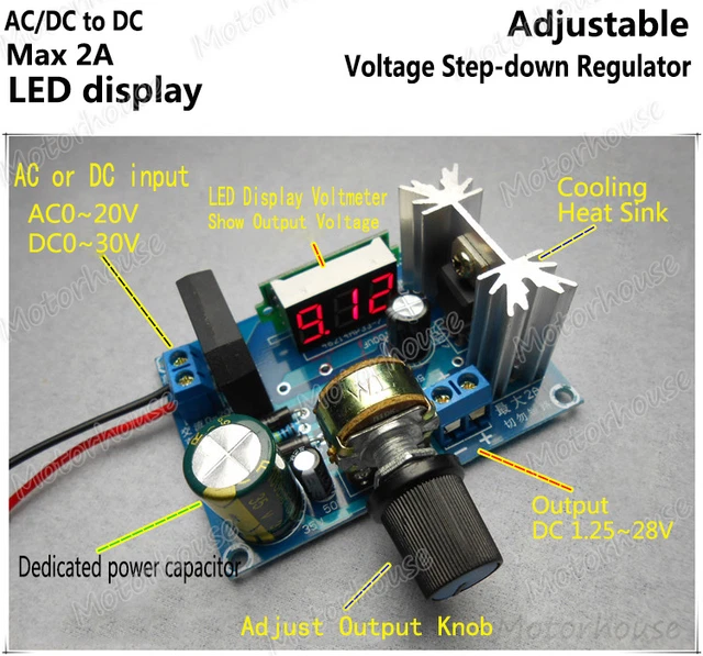 LED DISPLAY AC/DC to 5V 9V 12V 24V Adjustable Voltage Regulator Step ...