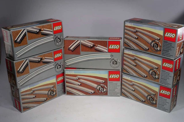 8X LEGO 7855 Eisenbahn 12 Volt Schienen Erweiterung Set aus Lagerfund ...