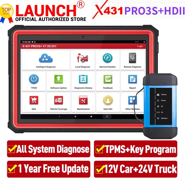 LAUNCH X431 PRO3S+ V2.0 HDIII 12V/24V Full Systen Scanner Car ...