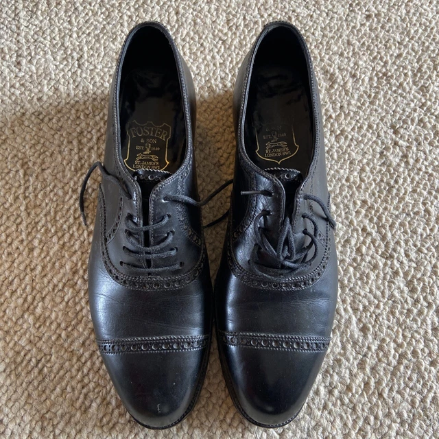 VINTAGE MENS FOSTER Bespoke Shoes Black Semi Brogue £380.00 - PicClick UK