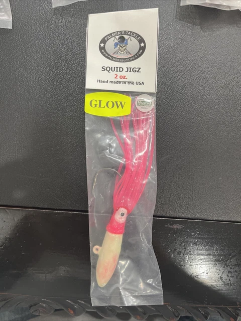 PALMER’S BUCKTAILS TACKLE Squid Jigz Jig 2oz Glow Pink White Mustad ...