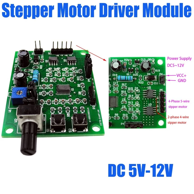 DC 5V-12V 2-PHASE 4-wire Micro Mini Stepper Motor Driver Speed ...