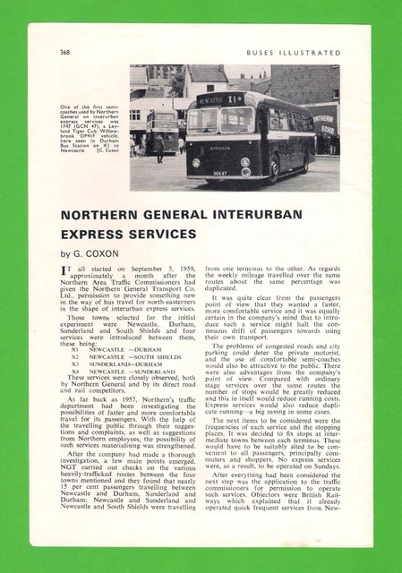 BUSES MAGAZINE EXTRACT 1967 ~ Northern General Interurban Express ...