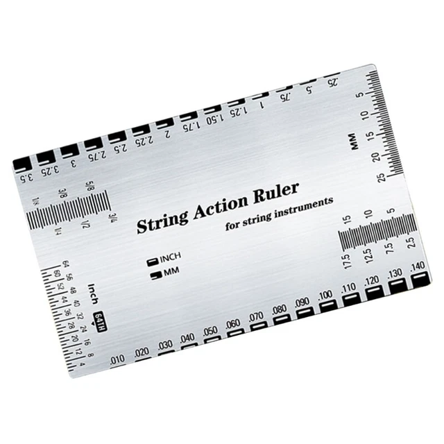 STRING ACTION RULER Gauge Fret Rocker Leveling Guide Guitar Set Up ...
