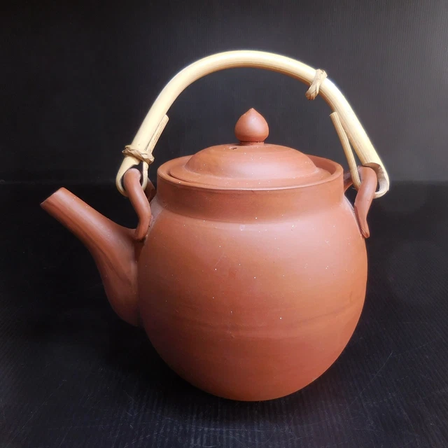 CERAMICA IN TERRA Cotta Teiera Marrone Vintage Art Deco Tavola Cina ...