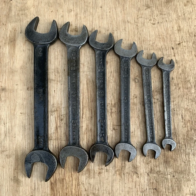 6 XTW SUPERSLIM SPANNERS WHITWORTH BSF CLASSIC CAR VINTAGE OLD TOOLS 1/ ...