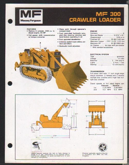MASSEY FERGUSON &MF 300" Crawler Tractor Loader Shovel Brochure Leaflet £4.00 - PicClick UK