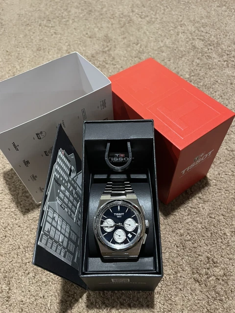 TISSOT PRX POWERMATIC 80 Automatic Chronograph Watch Box & Papers Blue ...
