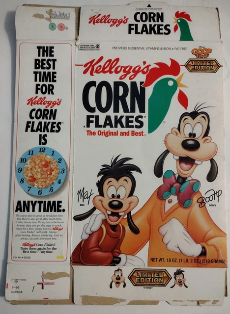 KELLOGG'S CORN FLAKES Disney's Goof Troop Limited Edition Empty Cereal ...
