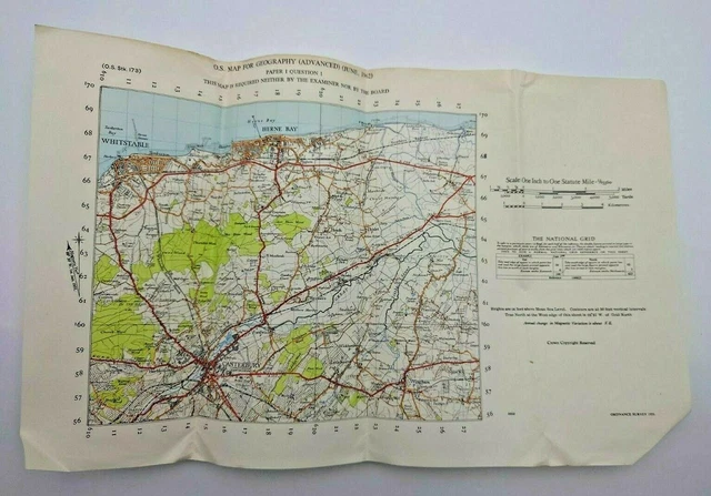 1962 OS MAP For Geography A Level Exam School Memorabilia £11.89 ...