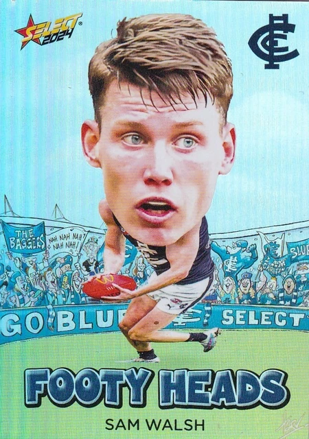 AFL 2024 SELECT Carlton Blues - Sam Walsh Footy Heads Card No.FH15 $2. ...