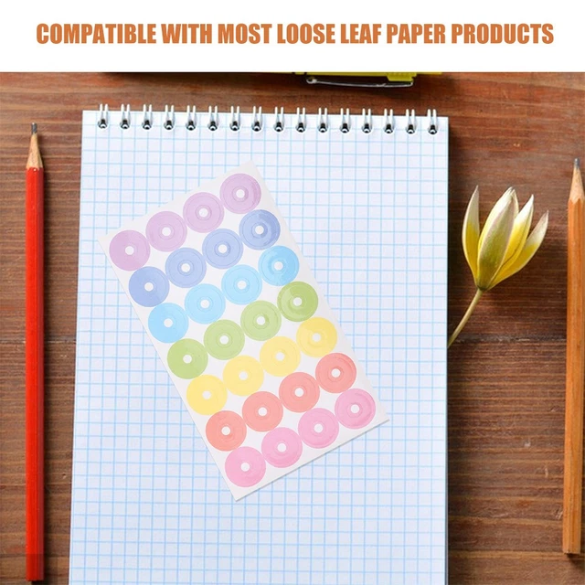 40 SHEET LOOSE Leaf Paper Stickers Hole Reinforcement Adhesive Punch ...