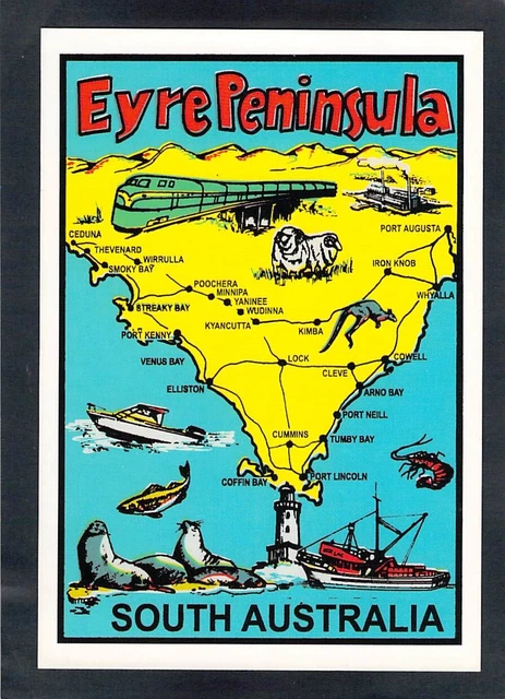 D9897 AUSTRALIA SA Eyre Peninsula Map postcard EUR 9,46 - PicClick FR
