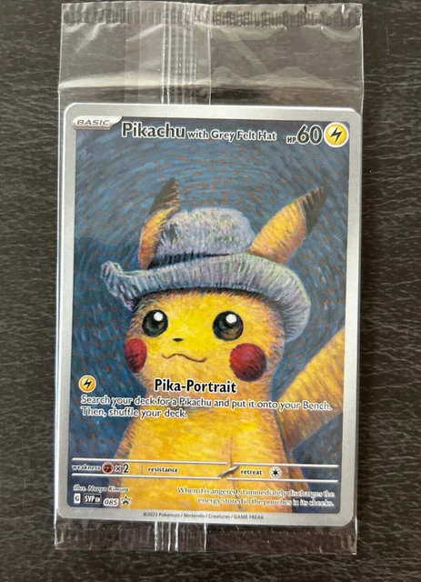 PIKACHU WITH GREY Felt Hat SVP085 - Promo Sealed Card Pokemon Van Gogh ...
