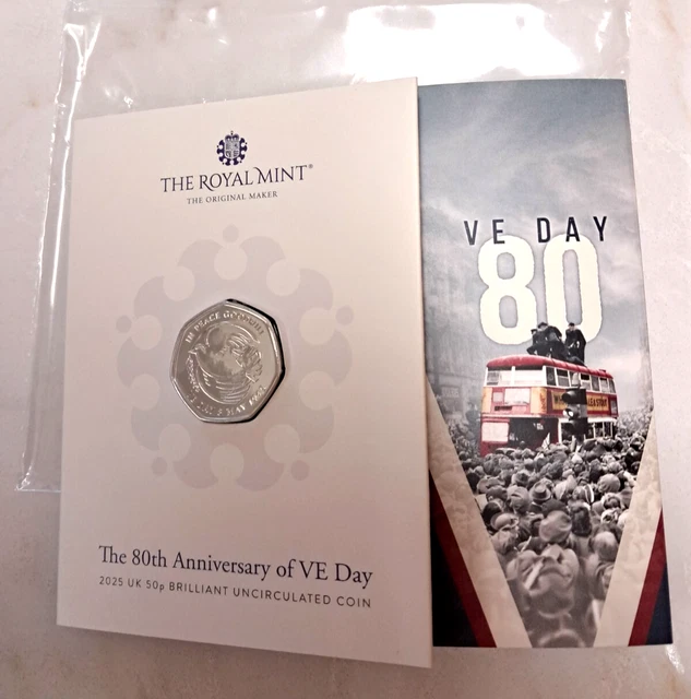 2025 THE 80TH Anniversary of VE Day 50p Fifty Pence Coin Brilliant ...