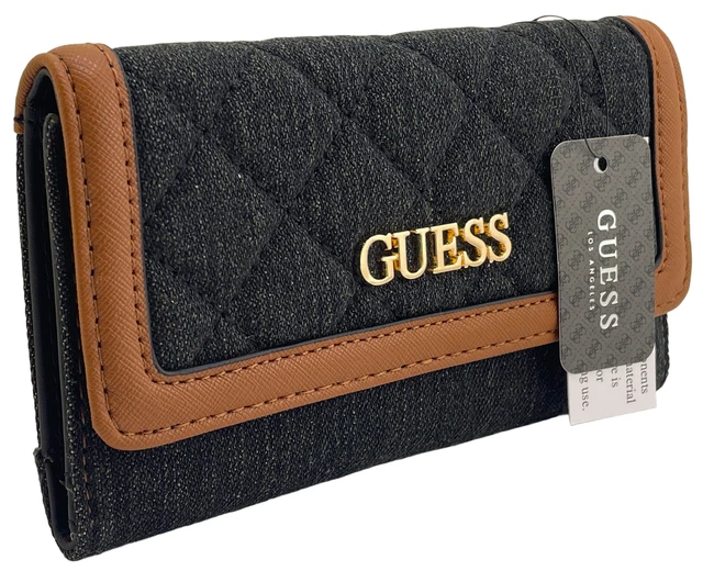GUESS HAMIDA LOGO TRI-FOLD CLUTCH WALLET PURSE Black AUTHENTIC • NEW ...
