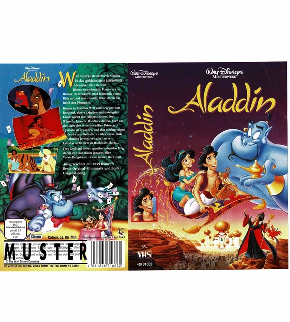 ALADDIN - WALT Disney's Masterpiece - VHS Insert A4 - No Cassette/Case ...