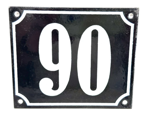 ALTES EMAILLE SCHILD Hausnummer 90 emailliert Hausnummernschild Schwarz ...