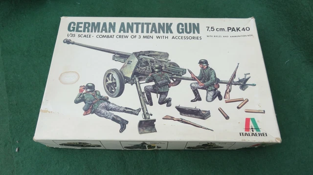 VINTAGE ITALERI GERMAN ANTI TANK GUN (PAK 40) 1:35th SCALE MODEL KIT ...