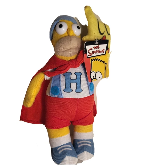 HOMER SIMPSON PLUSH Doll Red Cape Superhero Fan Finger 8" 2010 20th ...