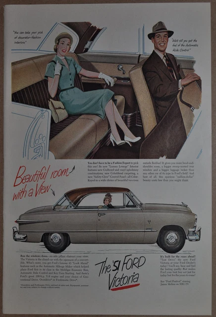 1951 FORD VICTORIA advertisement, color art, side-view plus interior $9 ...