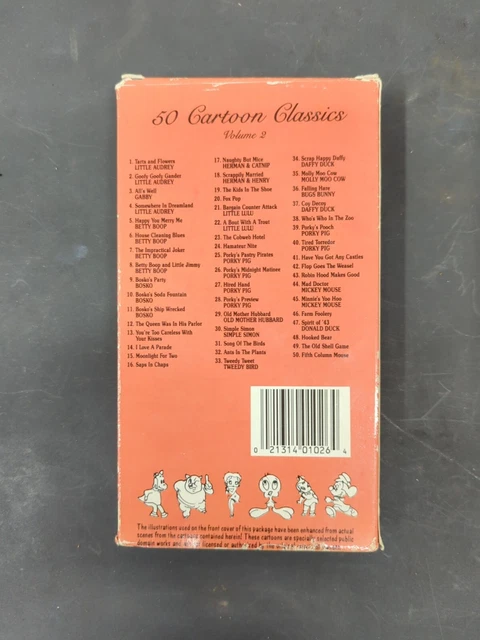 50 CARTOON CLASSICS-VOLUME 2 VHS-VERY RARE Dust Cover And Edition $9.00 ...