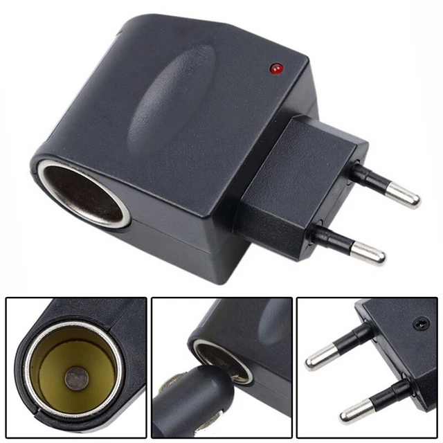 STECKER AUTO ADAPTER AC DC Steckdose Zigarettenanzünder 220V -12V EU ...