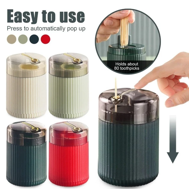 AUTOMATIC POP-UP TOOTHPICKS Box Holder Container Portable Toothpick ...