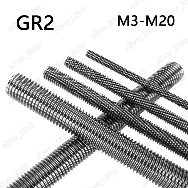 TITANIUM GR2 THREADED Rods Metric Thread Stud Bolts M3 M4 M5 M6 M8 M10 ...