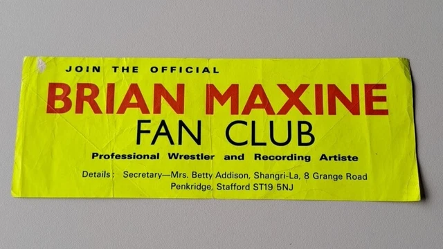 RARE BRIAN Maxine - Wrestler And Recording Artiste Poster £6.99 ...