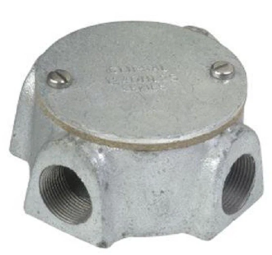 CLIPSAL ROUND CONDUIT JUNCTION BOX 25mm Heavy Duty, Galvanised - 3-Way ...