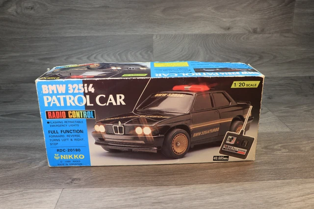 VINTAGE NIKKO BLACK BMW 325i4 RC Patrol Car Turbo 1/20 Singapore Rare ...