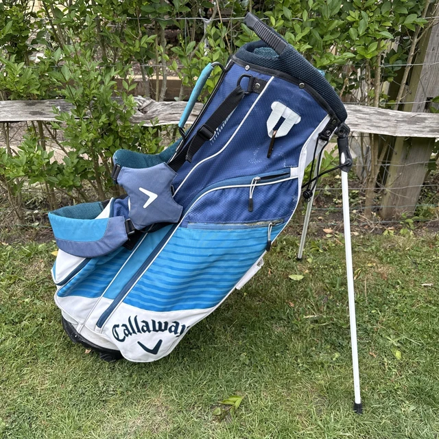 CALLAWAY GOLF BLUE and White Chev Carry Stand Bag With Rain Hood £48.00 ...