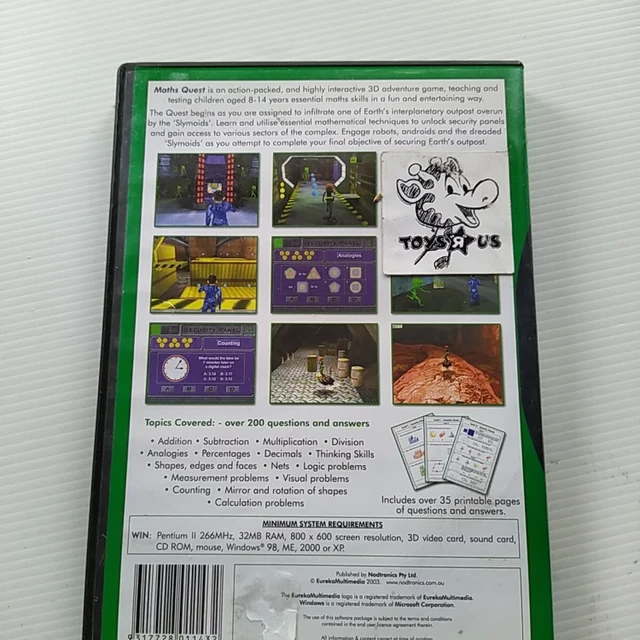 KID'S MATHS QUEST PC CD-ROM Game Eureka Multimedia Windows 98,00, XP ...