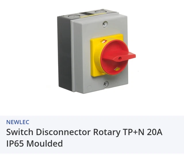NEWLEC 20A 4 Pole Switch Disconnect Insulated Enclosure £32.39 ...