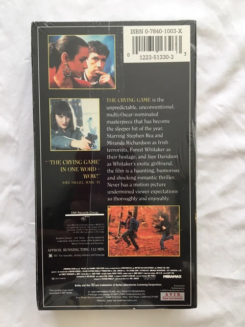 THE CRYING GAME VHS TAPE MOVIE 1993 Forest Whitaker Stephen Rea BRAND ...