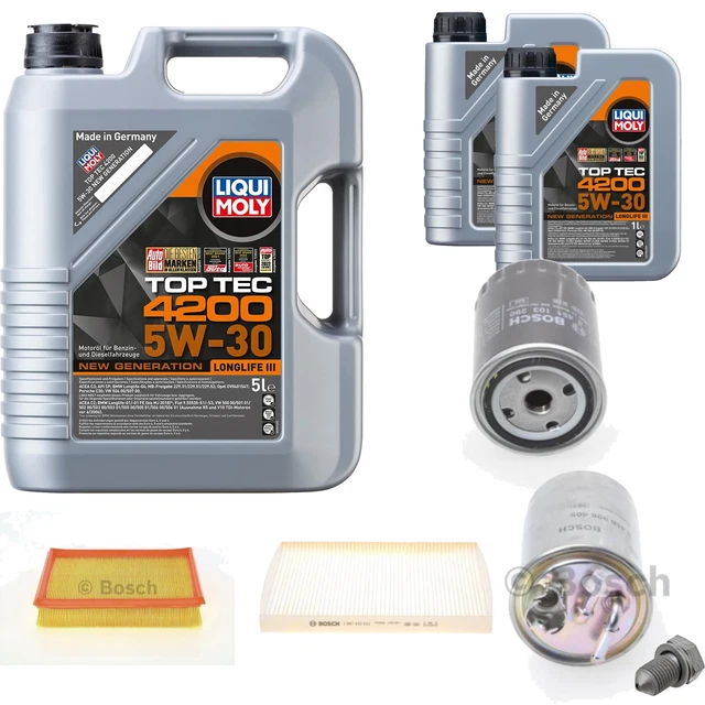BOSCH INSPECTION SET 7 L Huile Liqui Moly Top Tec 4200 5W-30 pour Seat Ibiza II EUR 213,94 ...