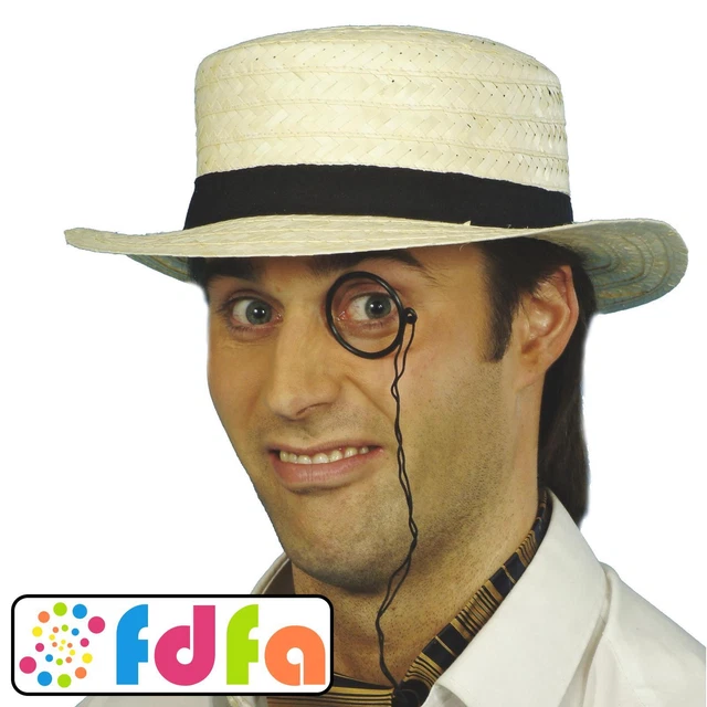 Smiffys Straw Boater Hat 1920s 20s School Day Adults Mens Fancy Dress