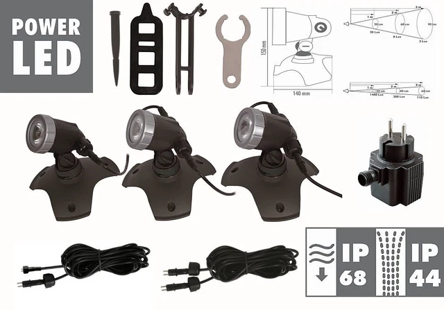 SELIGER SOUS EAU Luminaire Aqualight Puissance LED Set Jardin Objet ...