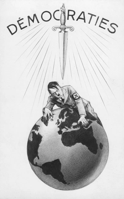 GUERRE 39-45 WW2 Propagande caricature satire anti Hitler Barbier ...