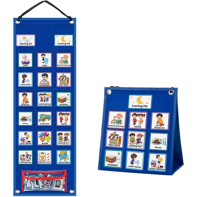 KIDS VISUAL TIMETABLE Visual Aids Daily Routine Chart w/ 96pcs Cards ...