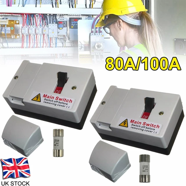 100 AMP FUSED Isolator Main Switch Fuse Unit Phase With Fuse (80A/100A ...