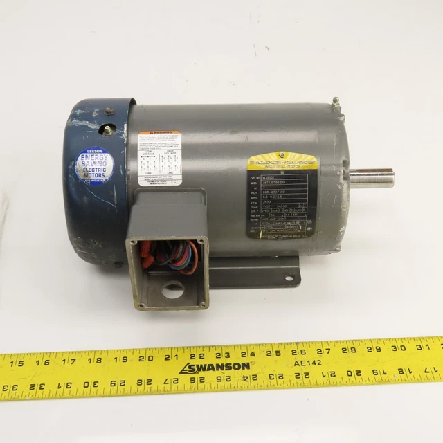 BALDOR M3555T 2HP AC Electric Motor 208-230/460V 3PH 3450RPM 145T Frame ...